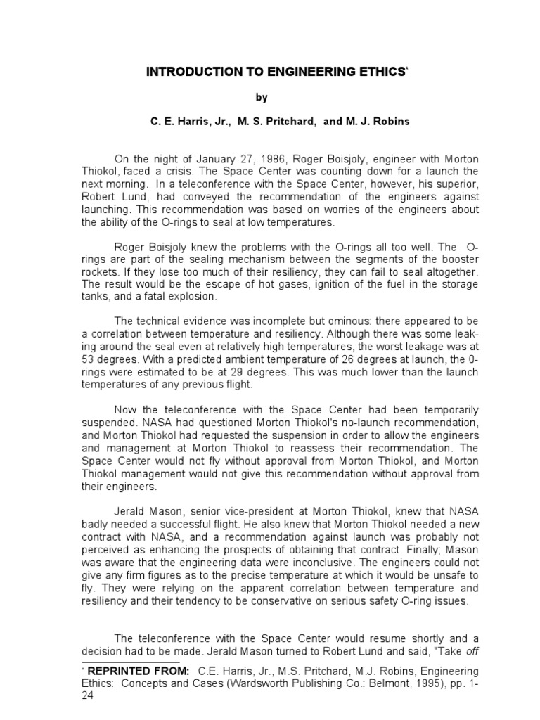 Engineering Ethics: Lessons from Challenger | PDF | Confidentiality ...