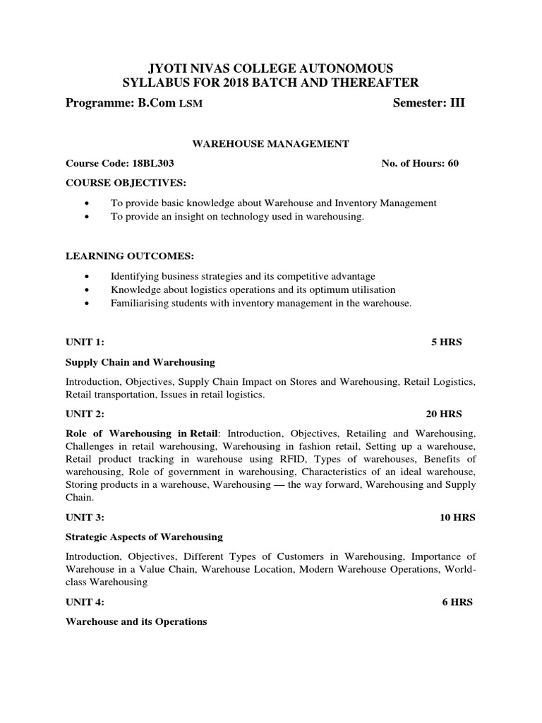 LSCM Warehouse Management 3 | PDF | Warehouse | Logistics