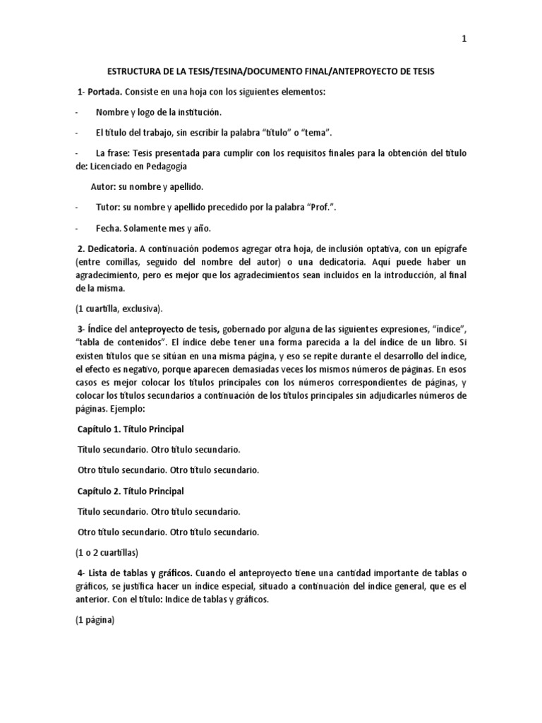 Estructura de La Tesis | PDF