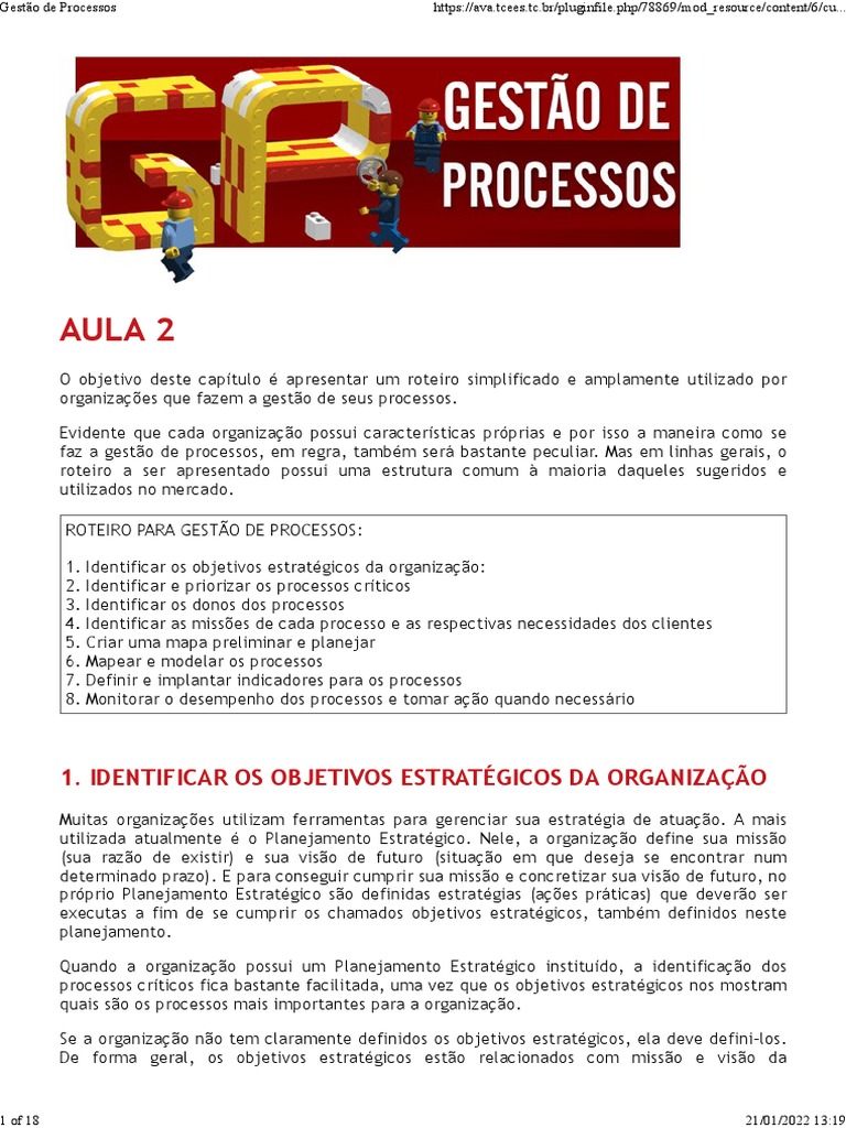 Como Gerir e Melhorar Processos (Estrutura Da Gestão de Processos) - AULA 2 | PDF | Gestão de ...