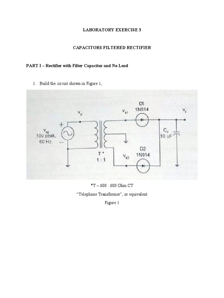 Capacitor Filtered Rectifier Lab Guide | PDF | Science & Mathematics ...