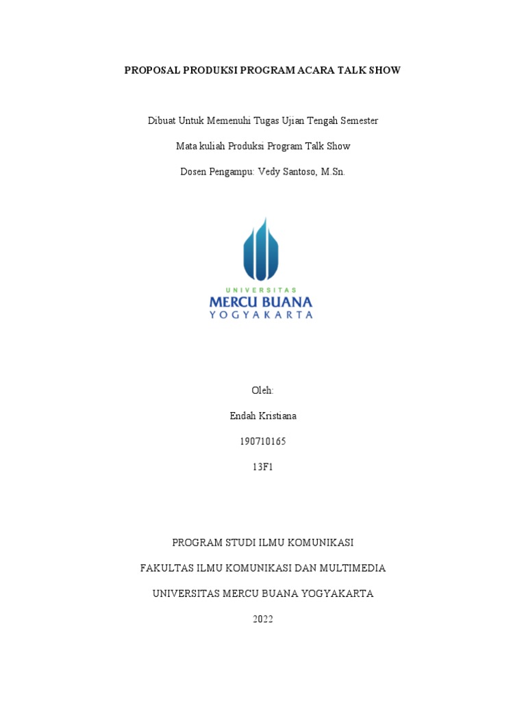 Proposal Produksi Program Acara Talk Show | PDF | Ilmu Sosial | Karier & Perkembangan