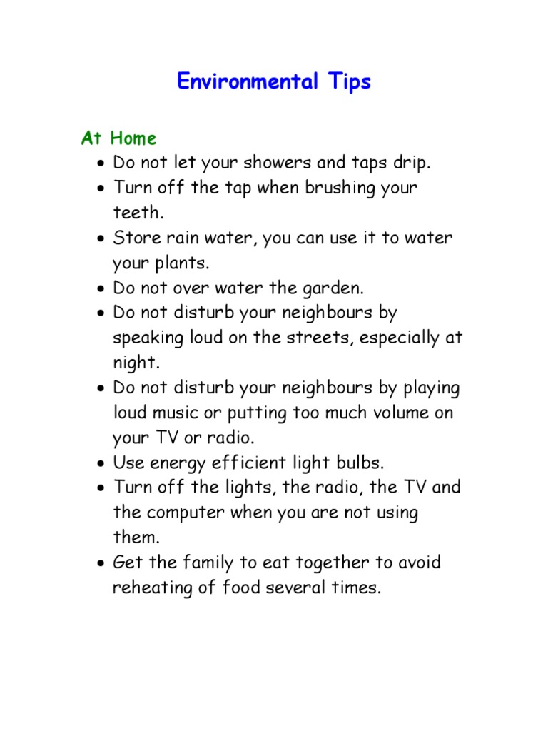 Environmental Tips | PDF