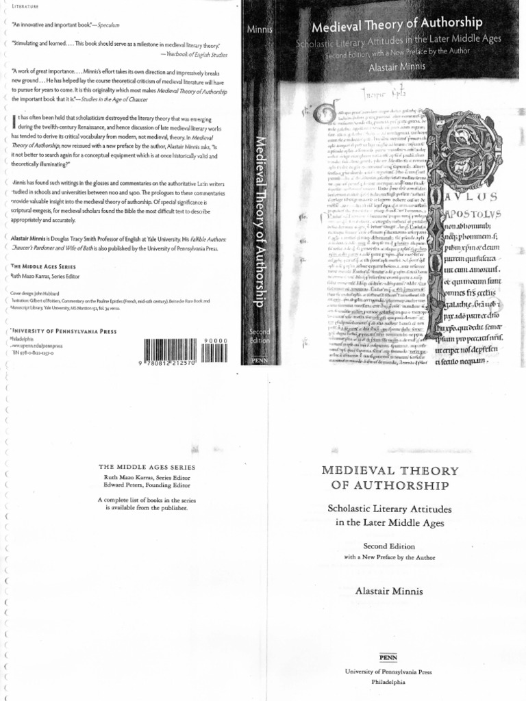 MINNIS Medieval Theory of Authorship Introdução e Epílogo | PDF