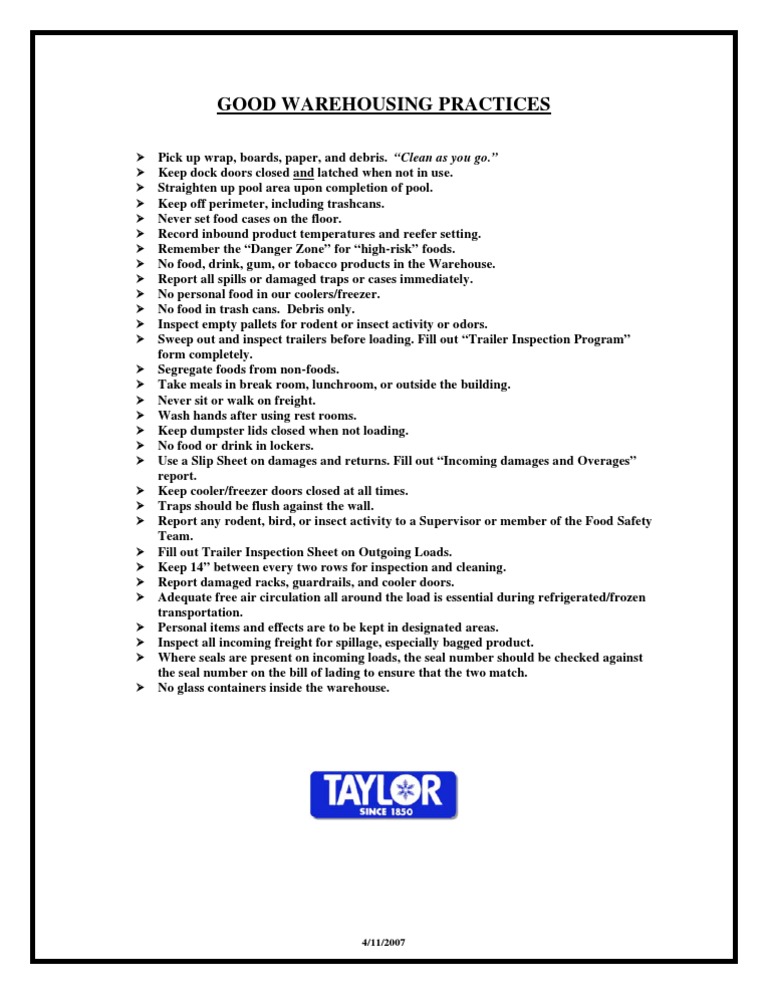 Good Whse Practices | PDF