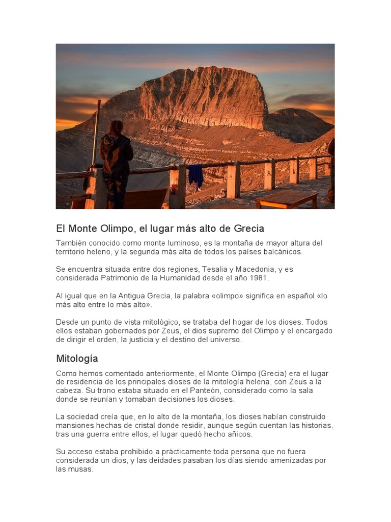 Monte Olimpo: Hogar de los Dioses Griegos | PDF | Doce olímpicos ...