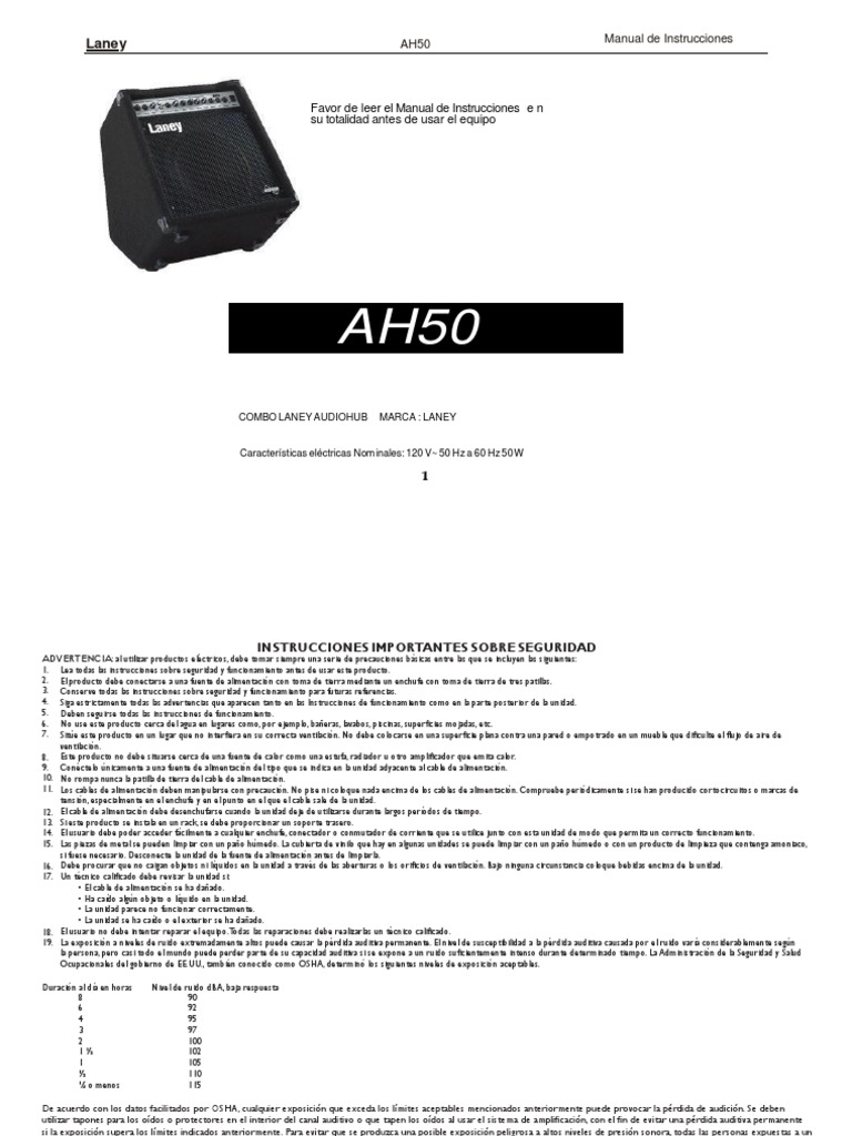 Manual de Seguridad Laney AH50 | PDF | Micrófono | Altoparlante