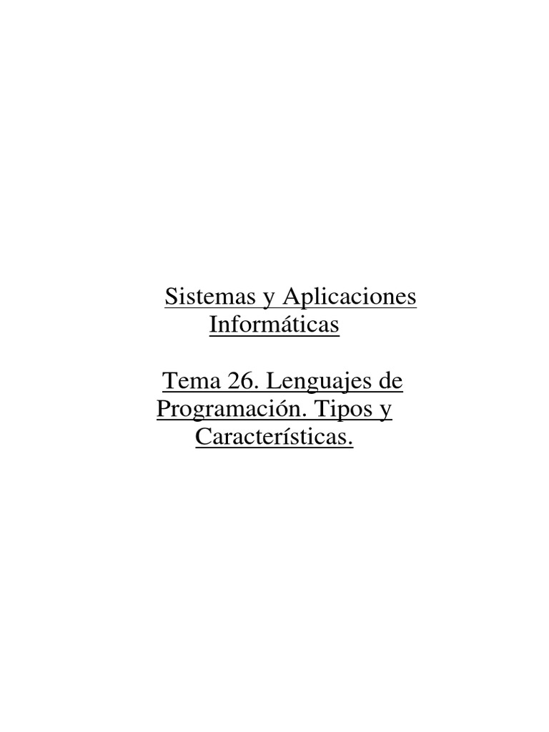Lenguajes de Programación. Tipos y Características | PDF | Lenguaje de ...