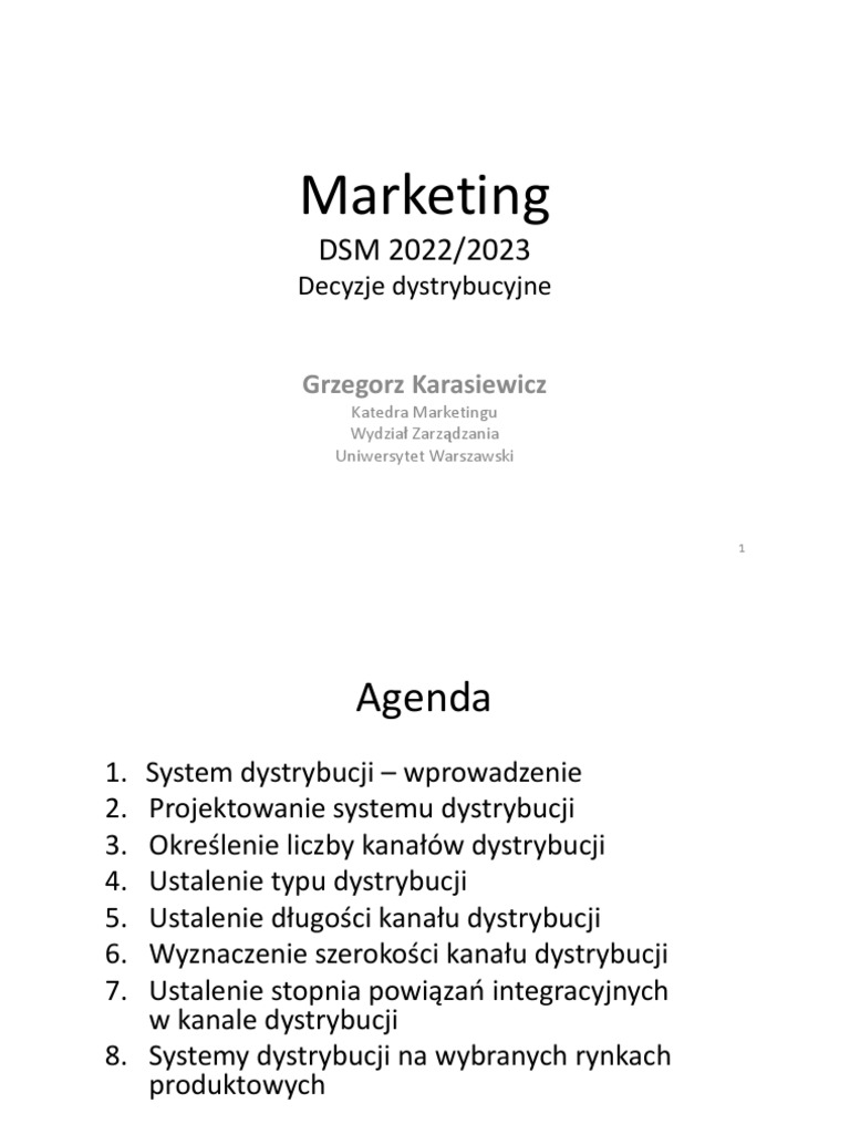 Marketing - Decyzje Dystrybucyjne DSM 2022-2023 | PDF Marketing - Decyzje Dystrybucyjne DSM 2022-2023 | PDF