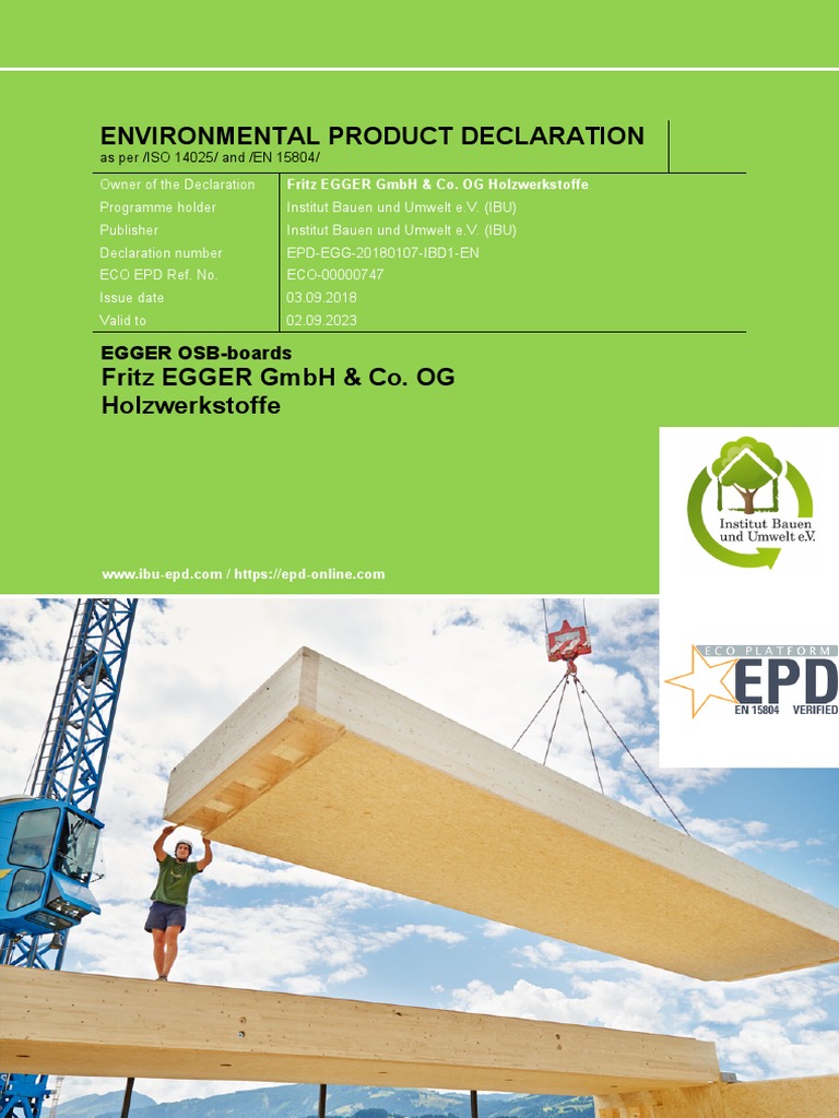 Epd Egger Osb en | PDF | Life Cycle Assessment | Biomass