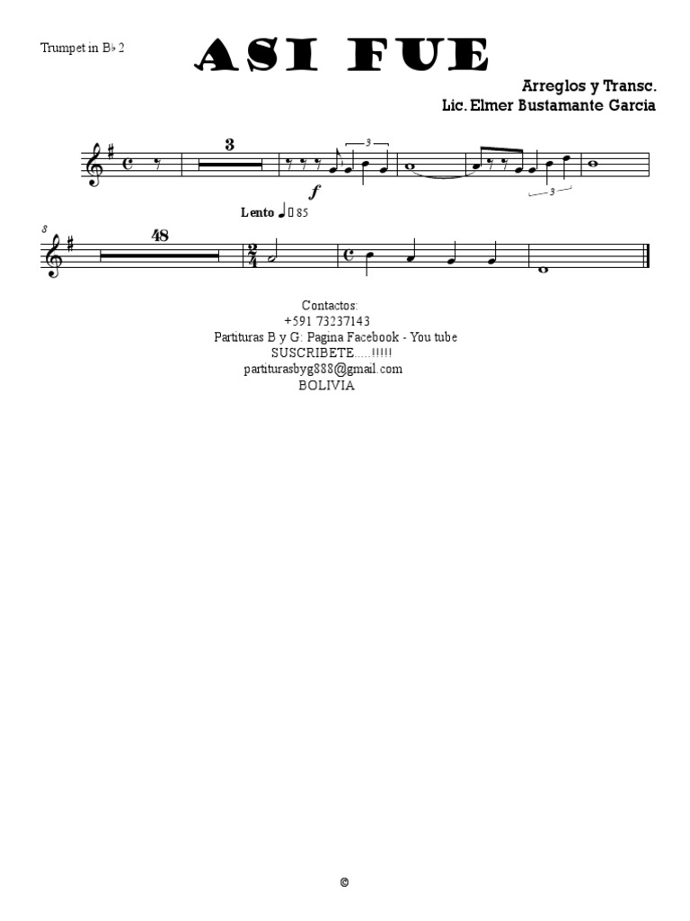Asi Fue Balada - Trumpet in BB 2 | PDF