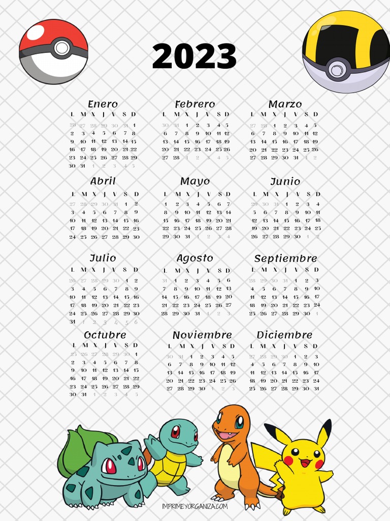 Calendario Pokemon 2023 | PDF