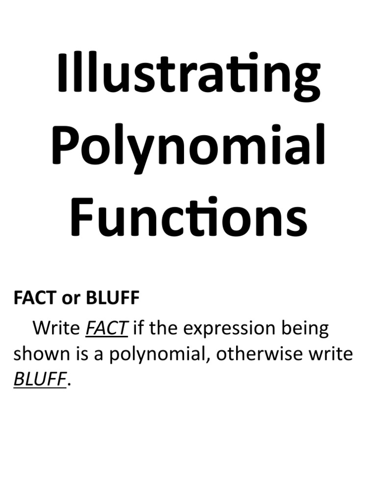 Illustrating Polynomial Functions | PDF | Factorization | Polynomial