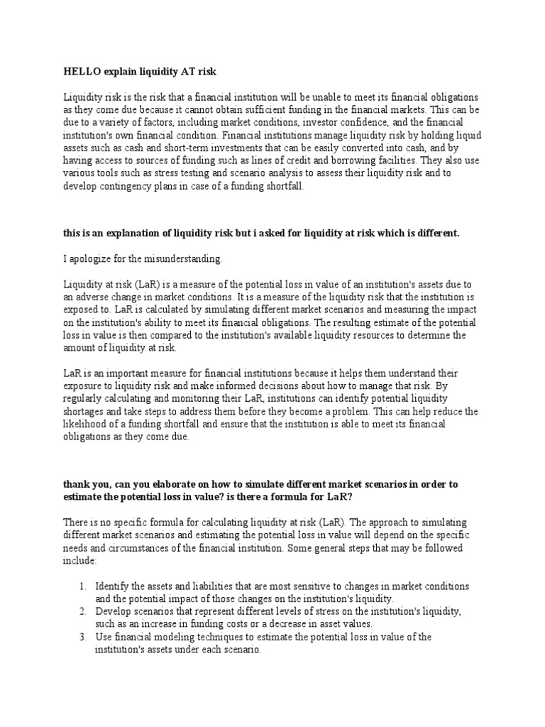 A Brief Discussion With AI About LaR | PDF | Market Liquidity ...