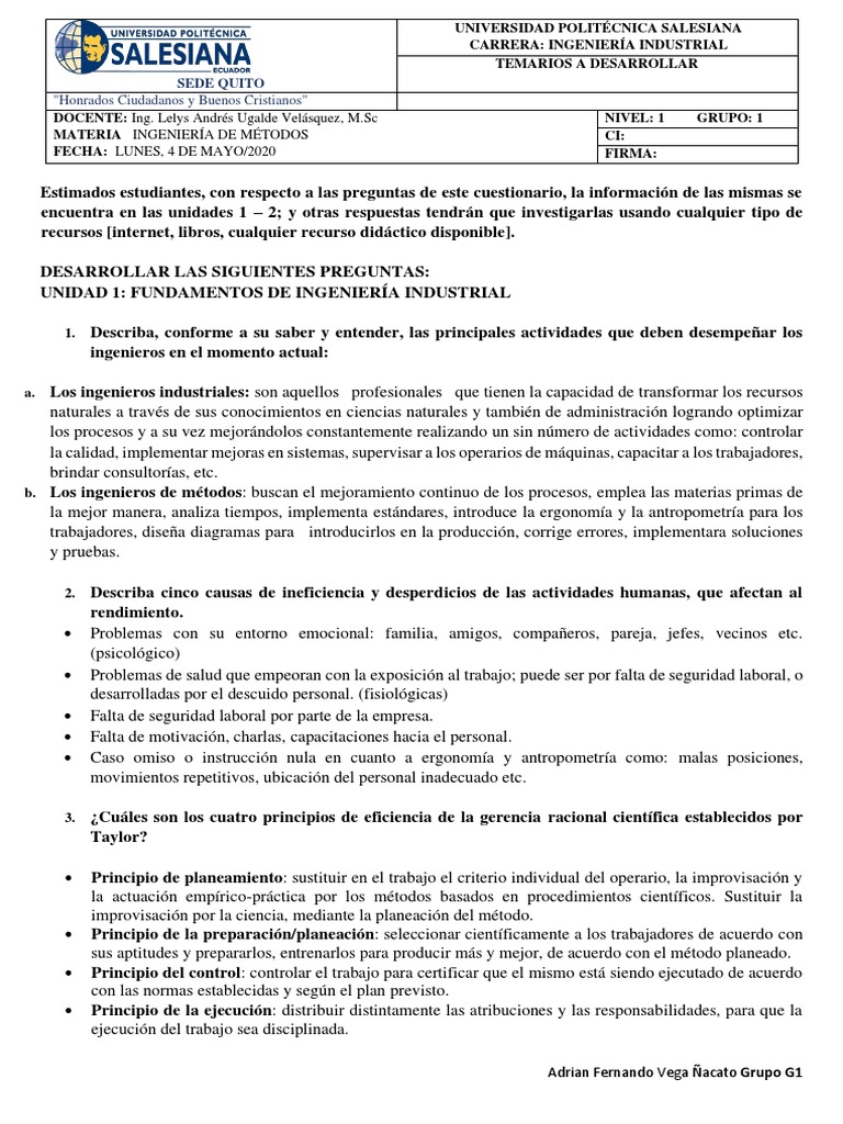 Cuestionario de Ing Métodos p56 | PDF
