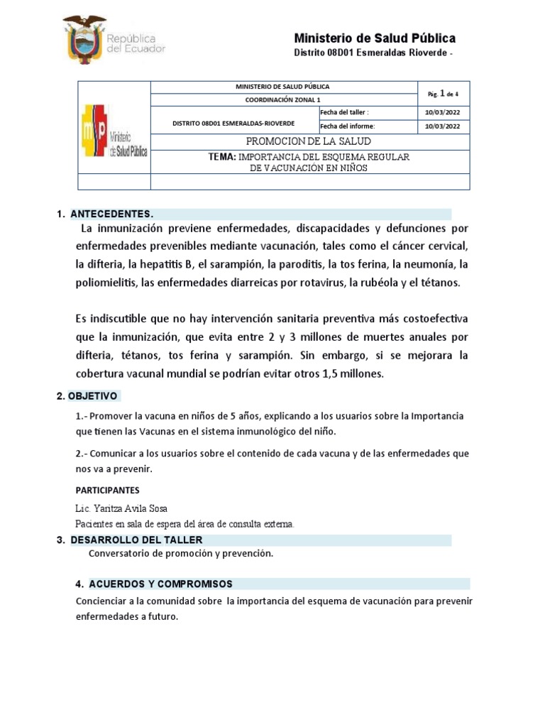 Importancia del Esquema de Vacunación Infantil | PDF | Vacunas | Vacunación