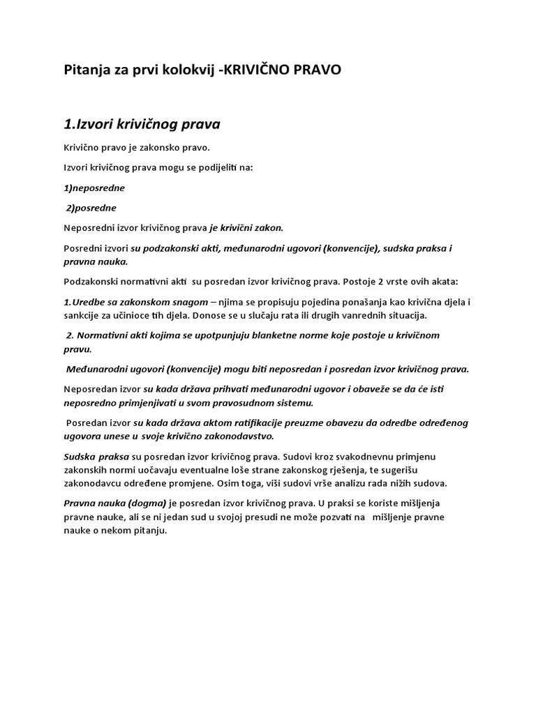 Pitanja Za Prvi Kolokvij | PDF