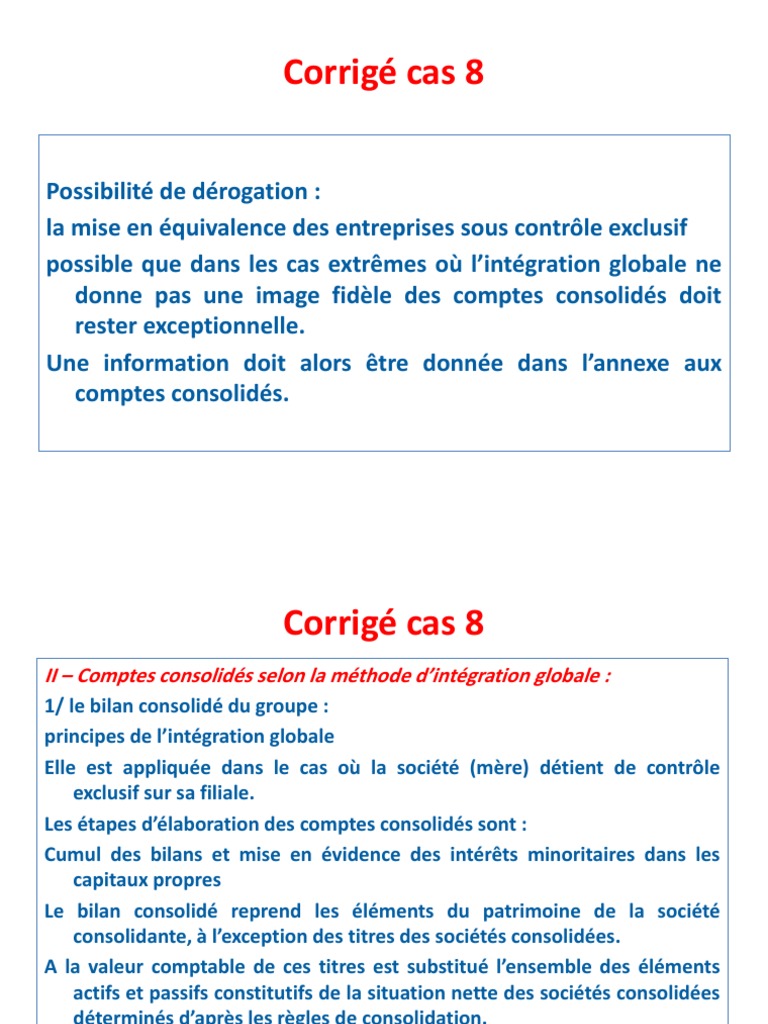 CORRIG Comp Group Cas 8 | PDF | Capitaux propres | Bilan comptable