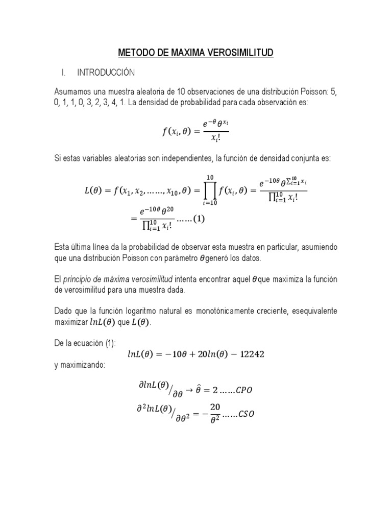 Metodo de Maxima Verosimilitud | PDF | Teorías cientificas | Análisis matemático