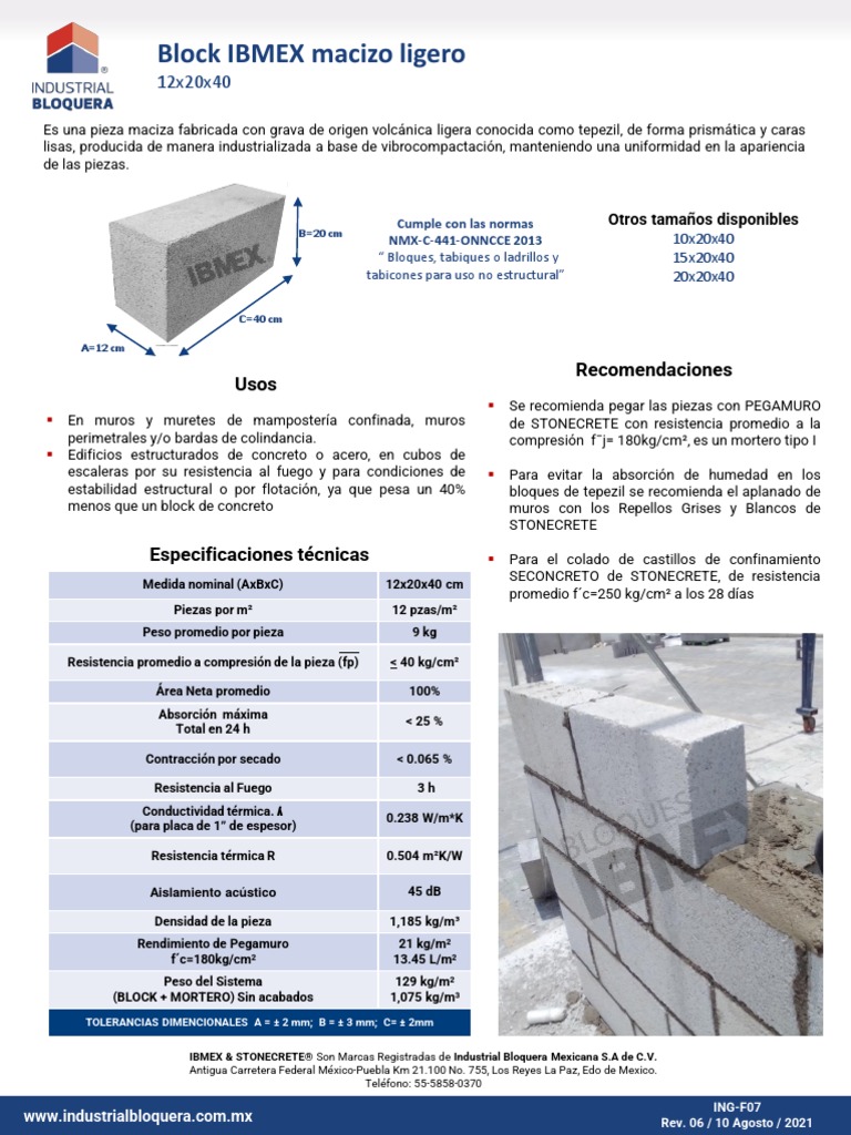 Block Ultraligero 12x20x40 | PDF | Ingeniería de Edificación ...