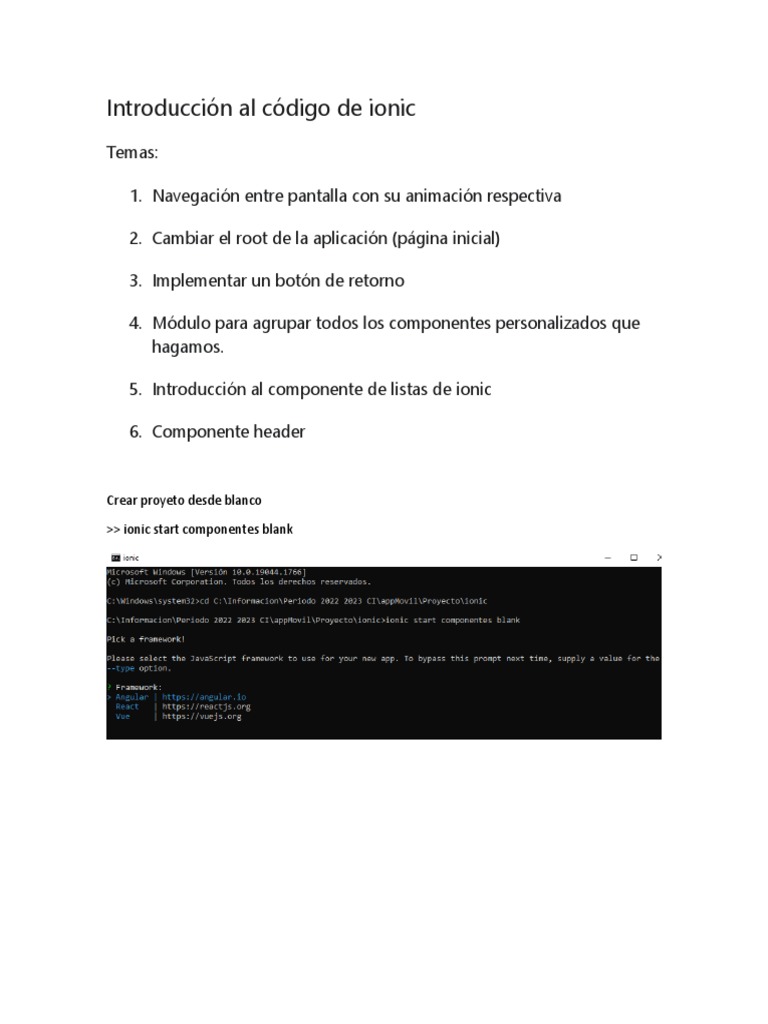 Introducción Al Código de Ionic | PDF | Desarrollo de software | Ingeniería Informática