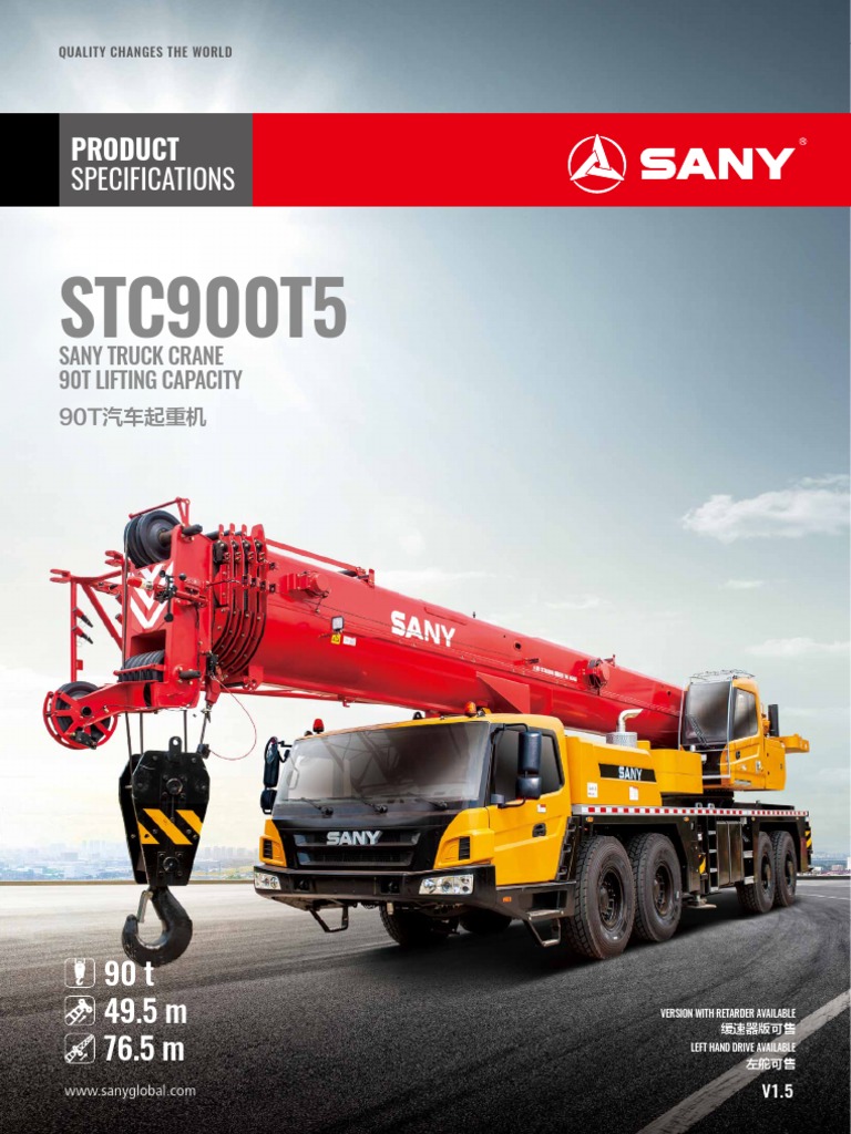 Sany Crane-Brochure Brazil-STC900T5 | PDF | Crane (Machine) | Manual ...