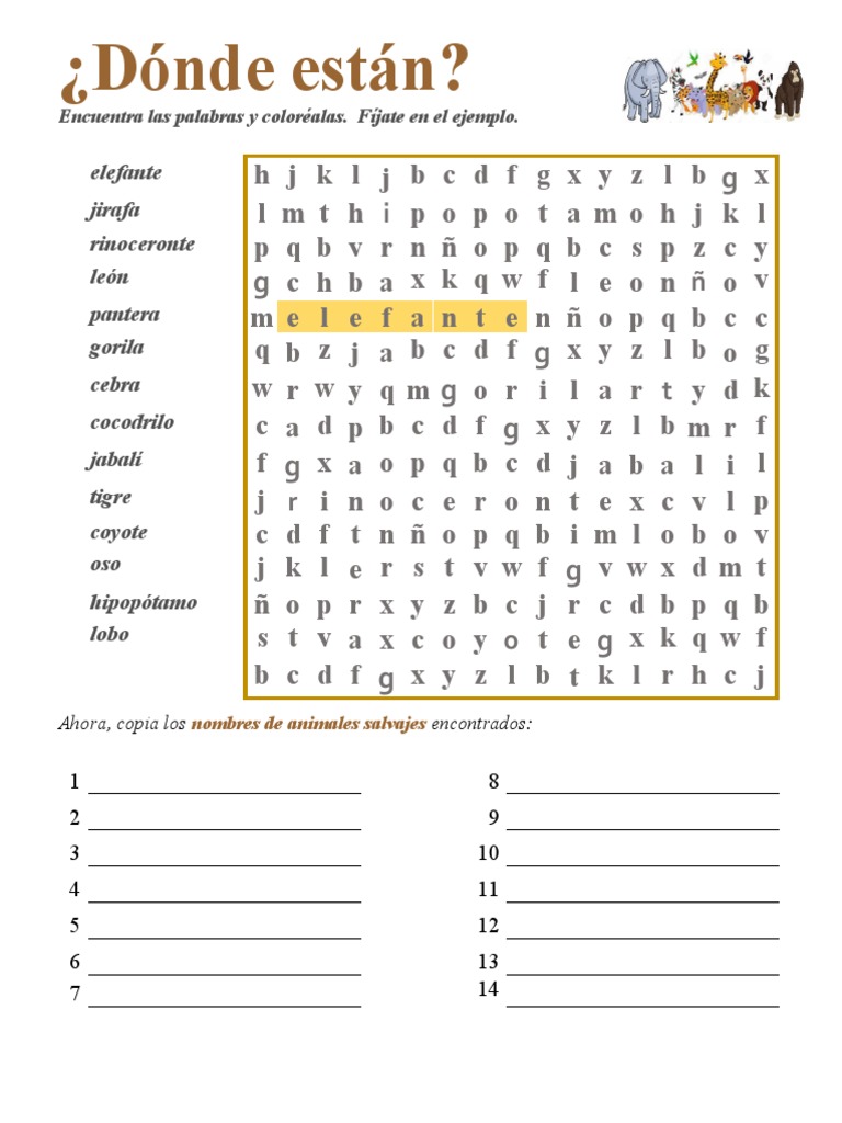 Sopas de Letras - Animales | PDF | Depredación | Depredadores