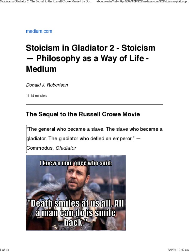 Stoicism in Gladiator 2. The Sequel To The Russell Crowe Movie - by ...
