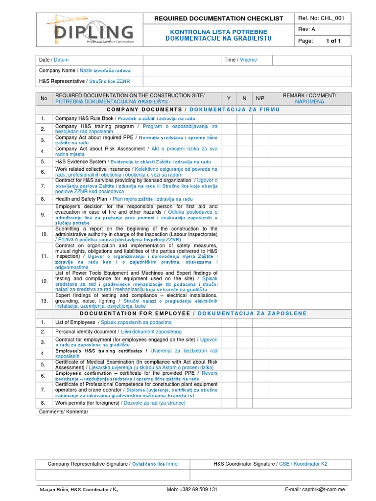 Documentation - CheckList - Dipling-V.1 Blanco | PDF
