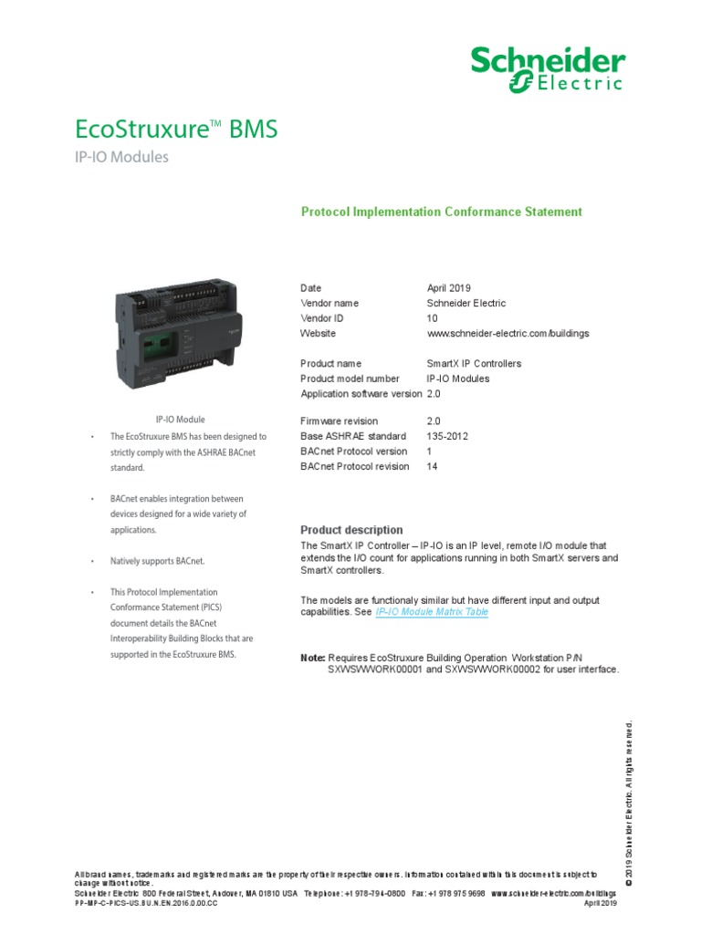 EcoStruxure IP-IO PICS Protocol - Rev 14 - April26 - 2019 - FINAL | Download Free PDF | Network ...