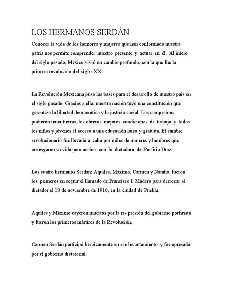 Los Hermanos Serdán | PDF