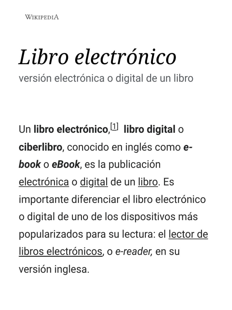 Libro Electrónico - Wikipedia, La Enciclopedia Libre | PDF