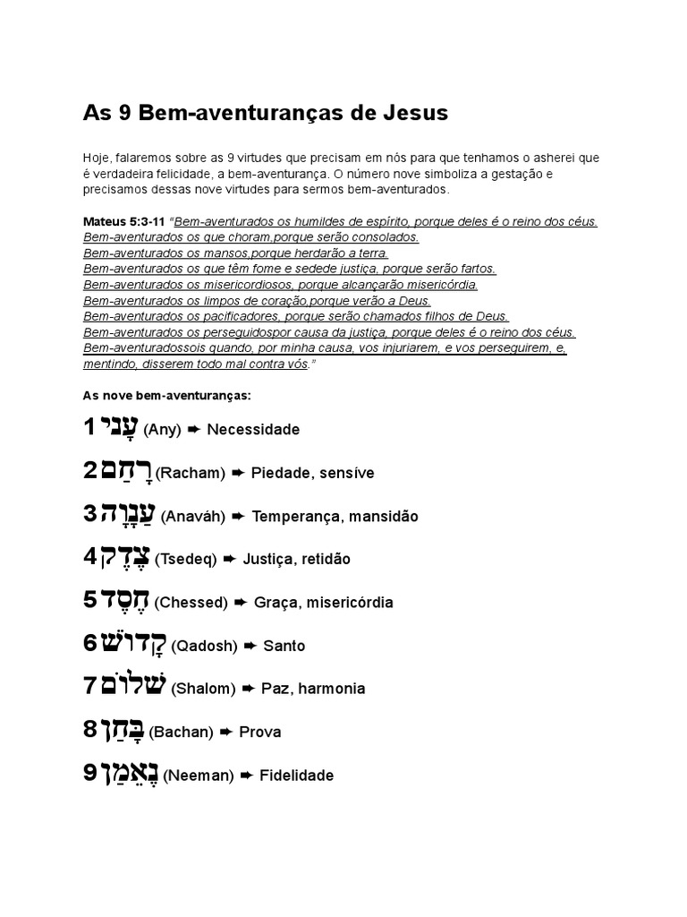 As 9 Bem-Aventuranças de Jesus | PDF