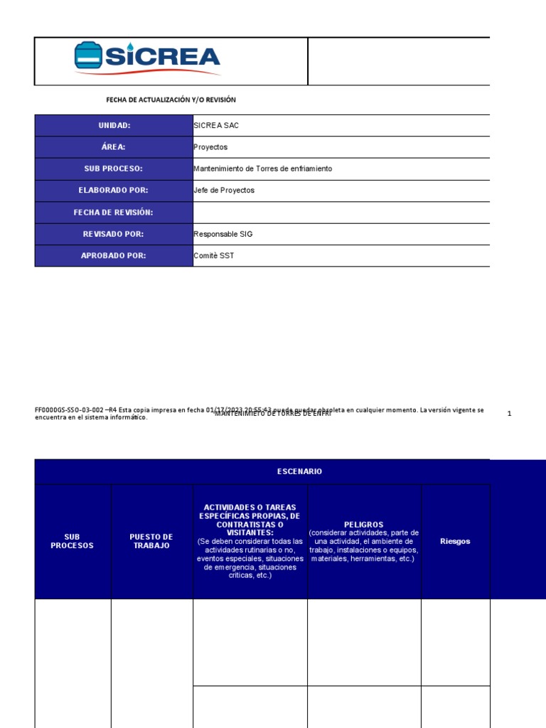 SICREARG46 - Matriz IPERC (Mantenimiento de Torres de Enfriamiento ... SICREARG46 - Matriz IPERC (Mantenimiento de Torres de Enfriamiento ...