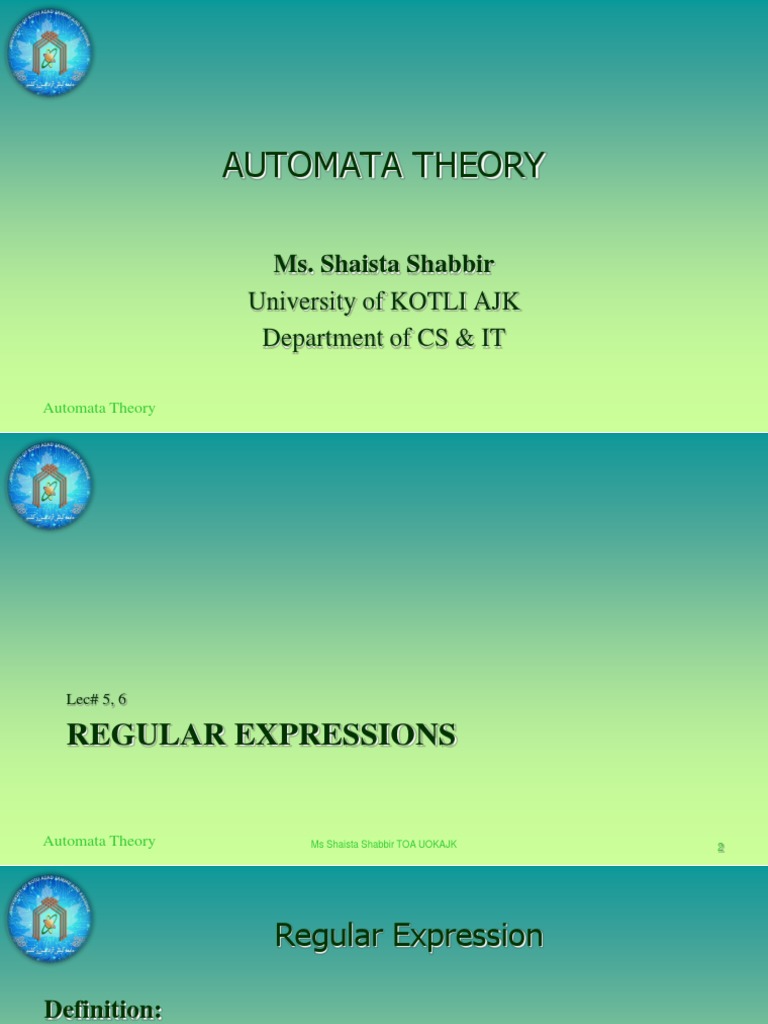 Theory of Automata Chapter 4 | Download Free PDF | Regular Expression | String (Computer Science)