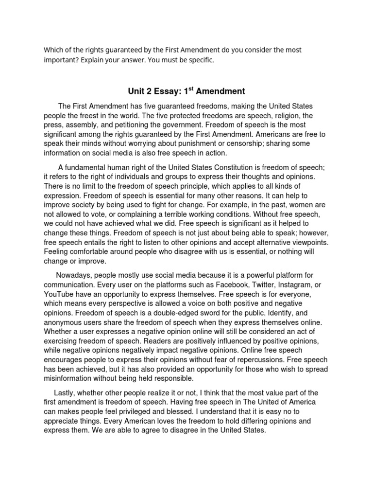 Importance of Free Speech in 1st Amendment | PDF | Freedom Of Speech ...
