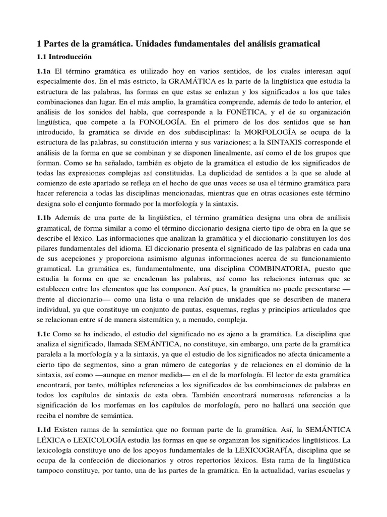 Partes de La Gramática (RAE) | PDF | Gramática | Palabra