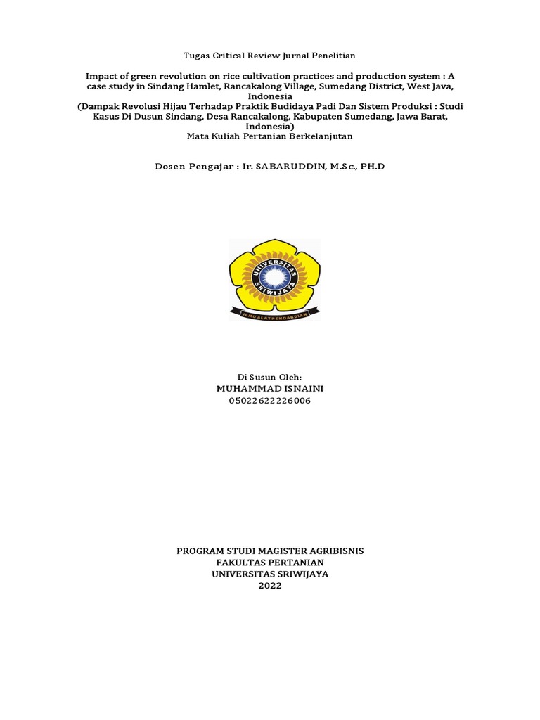 Muhammad Isnaini 05022622226006 Tugas MK. Pertanian Berkelanjutan ...