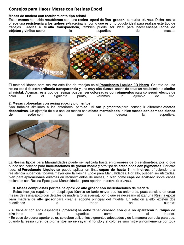 Consejos para Hacer Mesas Con Resinas Epoxi | PDF | Epoxy | Revestimiento