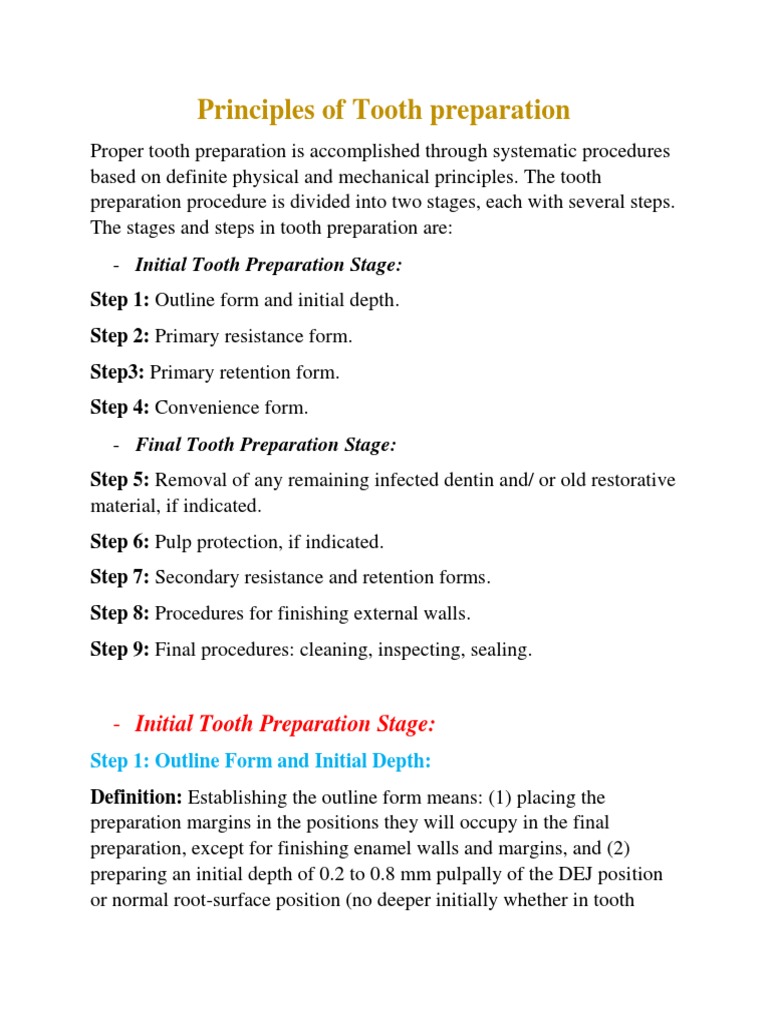 Principles of Tooth Preparation | PDF | Tooth Enamel | Dentin