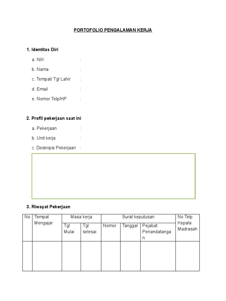 Contoh Portofolio Pengalaman Kerja | PDF
