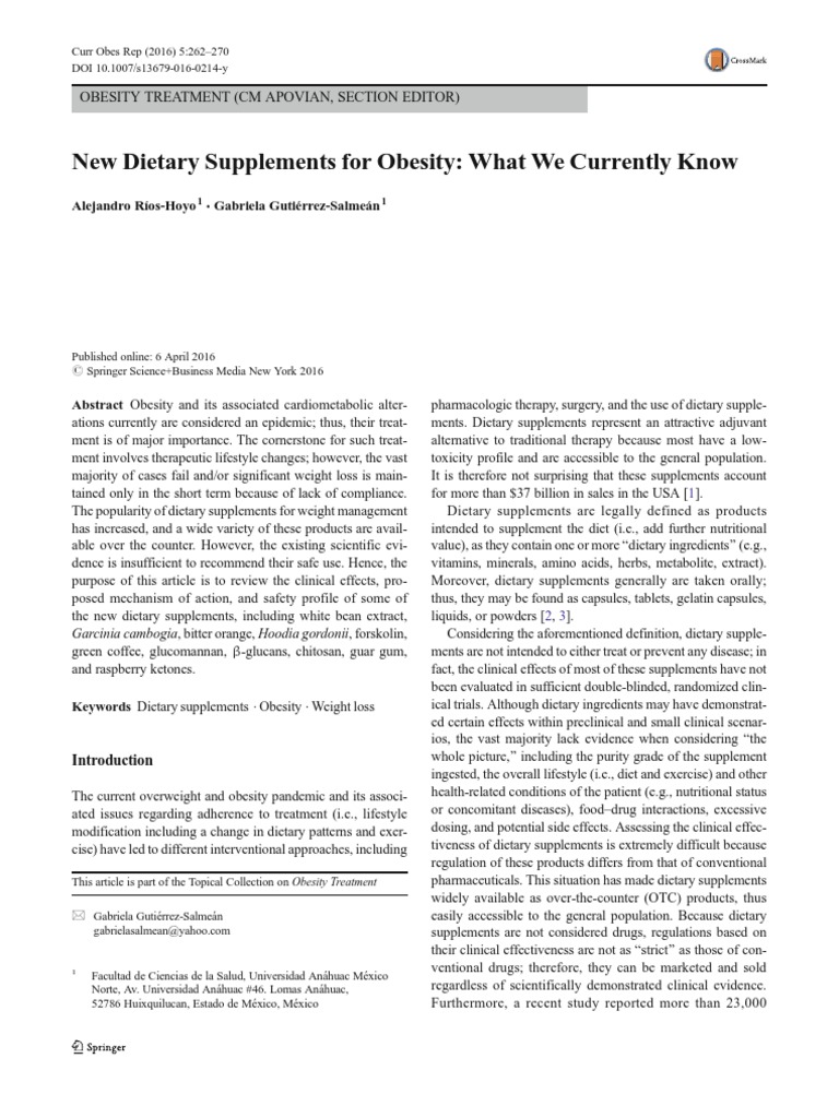 New Dietary Supplements For Obesity What We Currently Know | PDF ...