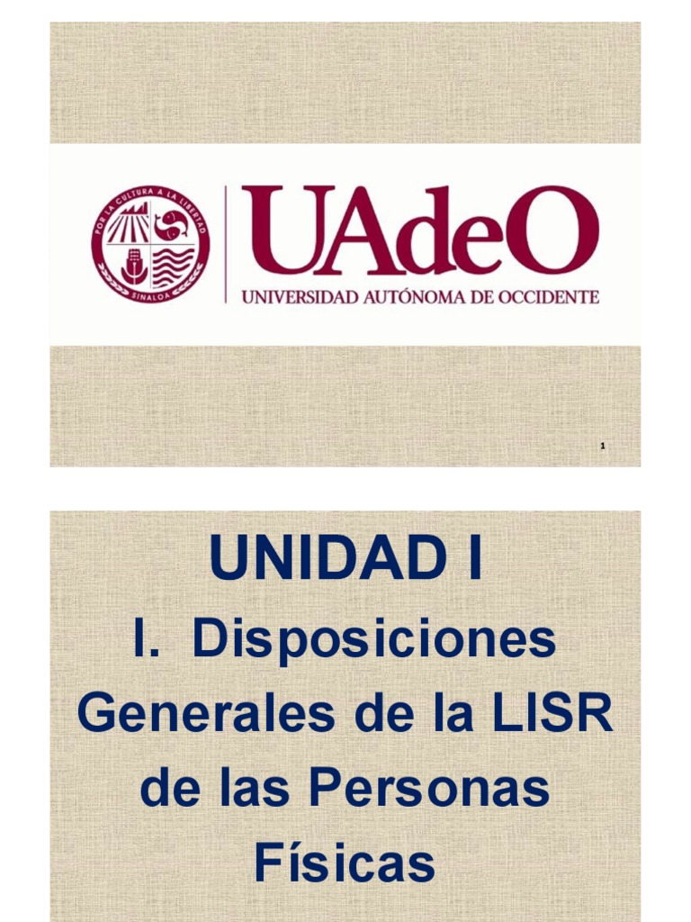 Disposiciones Generales de La LISR de Las Personas Físicas | PDF ...