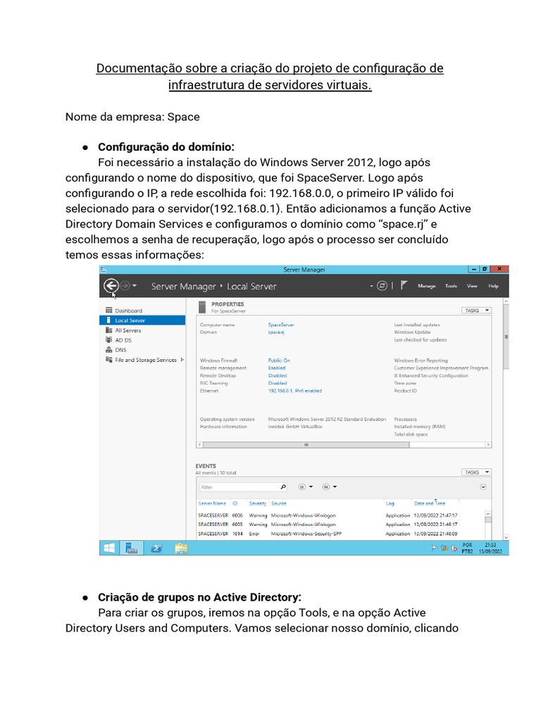 Documentação Sobre A Criação Do Projeto de Configuração de ... Documentação Sobre A Criação Do Projeto de Configuração de ...