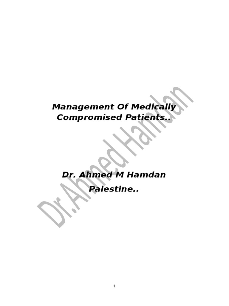 Management of Medically Compromised Patient | PDF