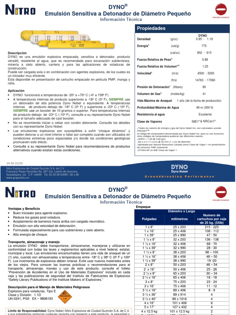Dyno Emulsion | PDF | Naturaleza | Química