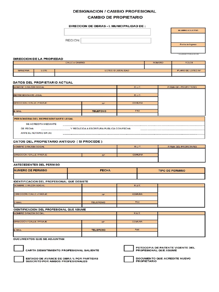 30 Solicitud de Designacion Cambio de Profesional o Propietario | PDF