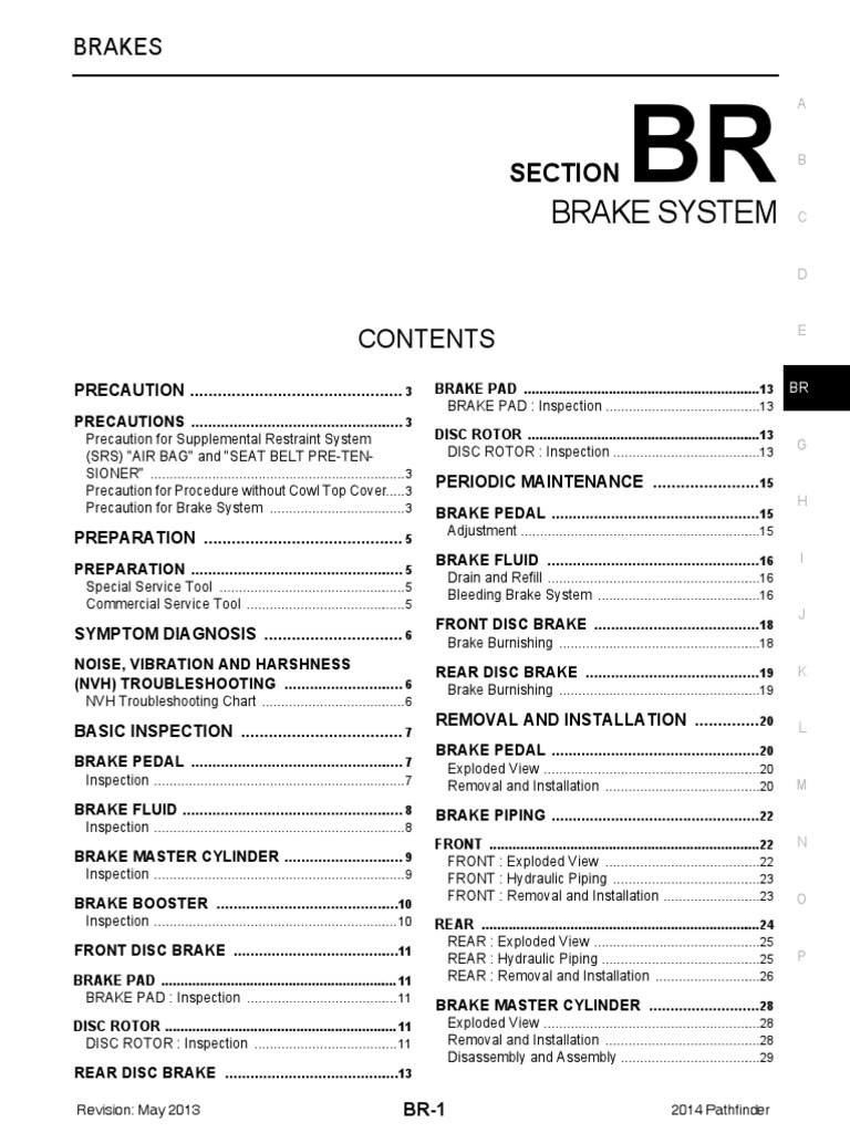 BR BRAKE SYSTEM Nissan Pathfinder R52 | PDF | Airbag | Brake