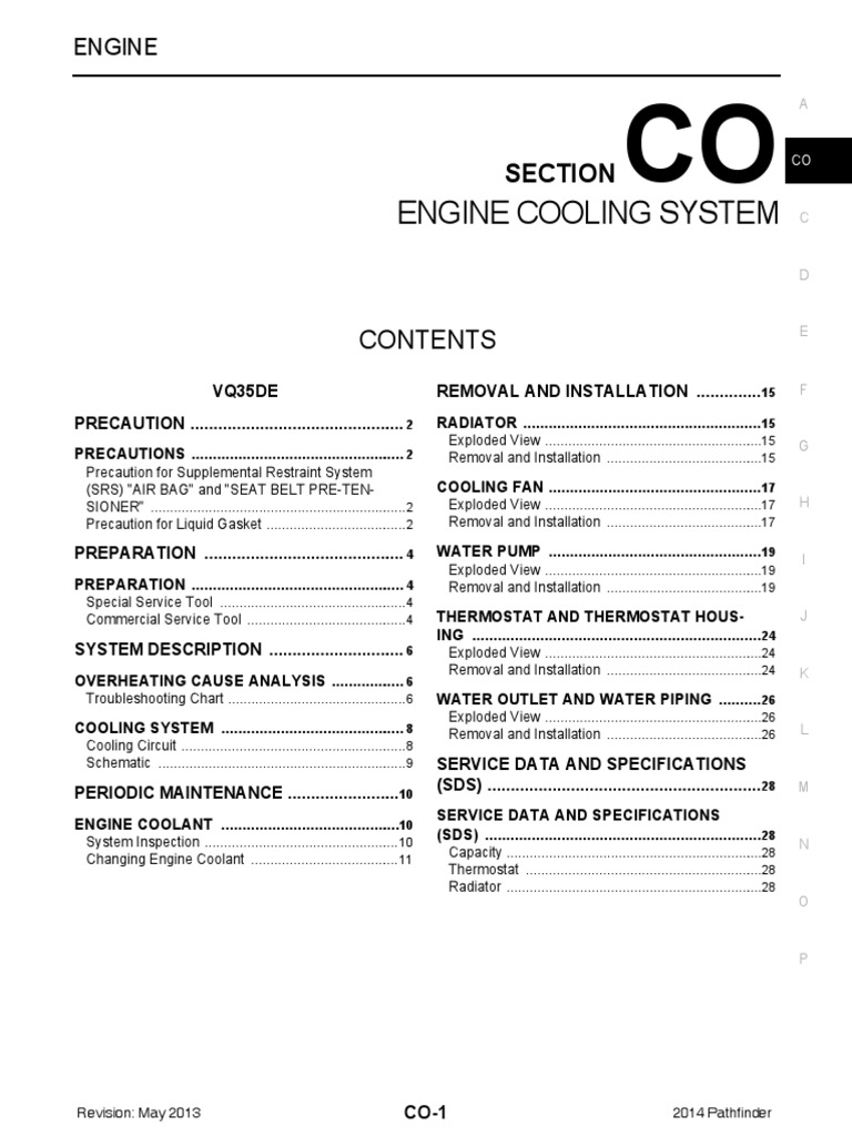 CO ENGINE COOLING SYSTEM Nissan Pathfinder R52 | PDF | Radiator | Airbag