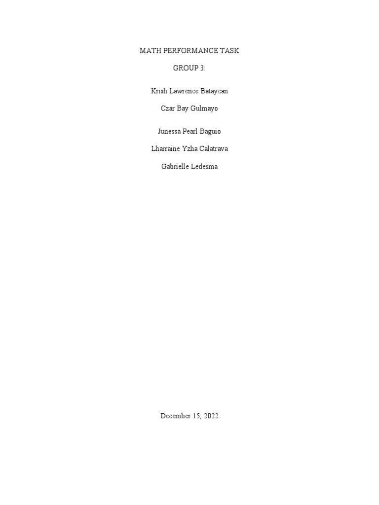 Math Performance Task Pdf 